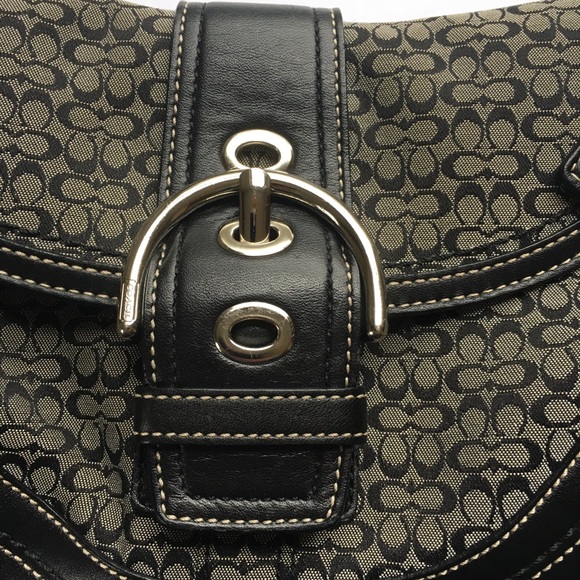 Coach | Bags | Coach Black Soho Shoulder Signature Leather And Canvas ...